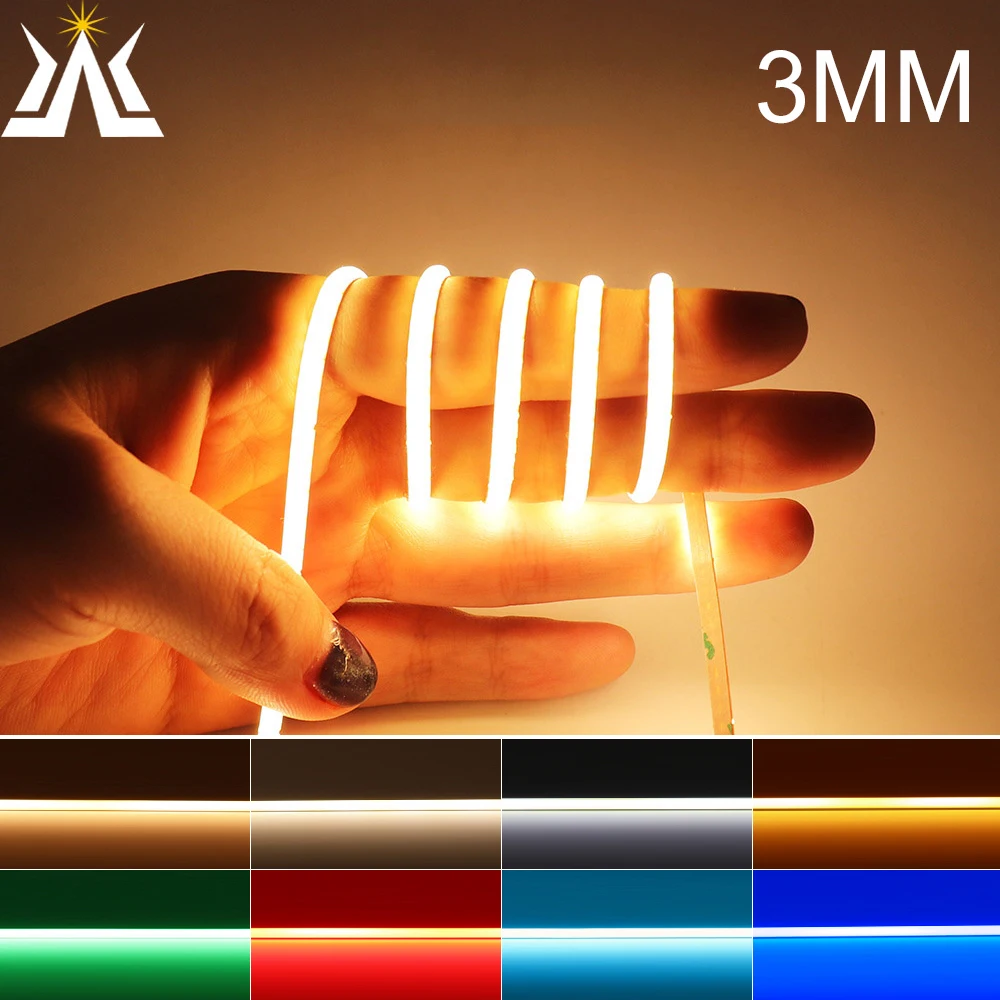 3mm Ultra Thin COB LED Strip Light 12V Super Fine Linear Flexible LED ...