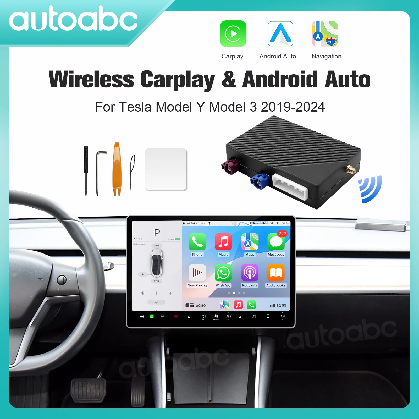 AUTOABC CarPlay inalámbrico Android Auto para Tesla Model 3 Model Y con ...