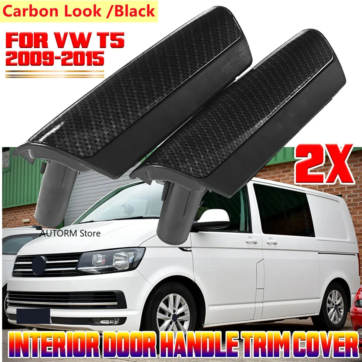 Pair Car Iner Door Pull Handle Cover For VW T5 2009-2015 Front Door Interior Door Handle Trim ...