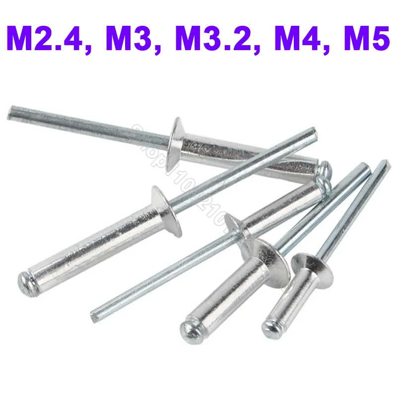 5-20Pcs M2.4 M3 M3.2 M4 M5 Aluminium Countersunk Head Blind Rivets Flat ...