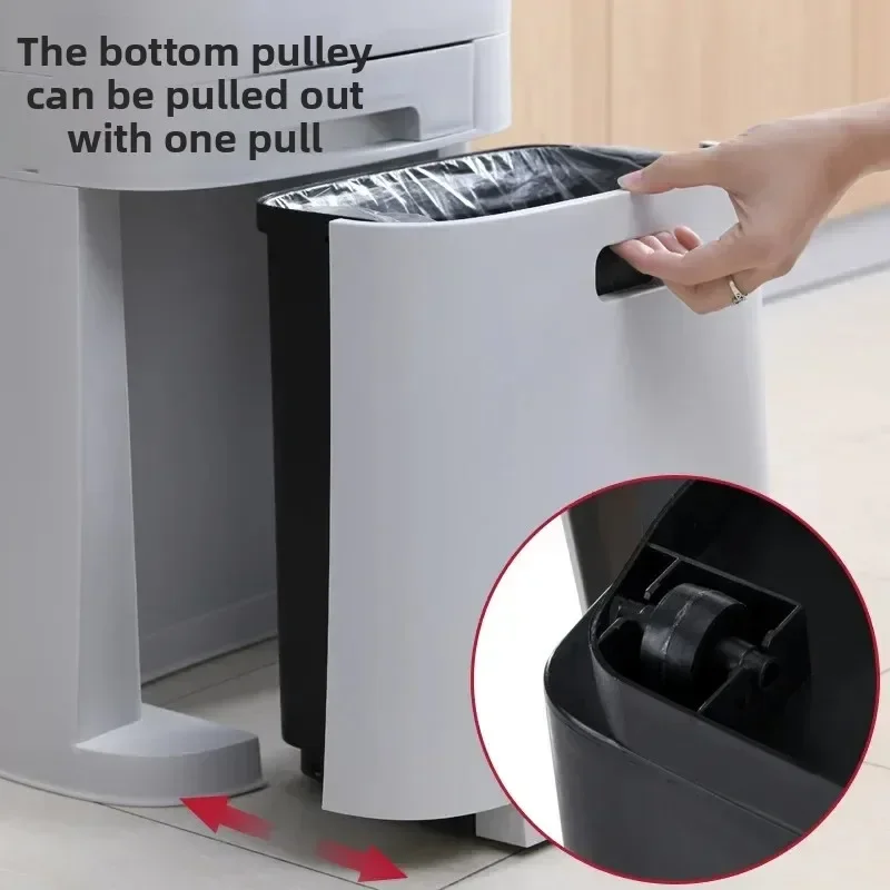Extra Large Slim Covered Kitchen Waste Sorting Bin 2-Layer Bin for Home ...