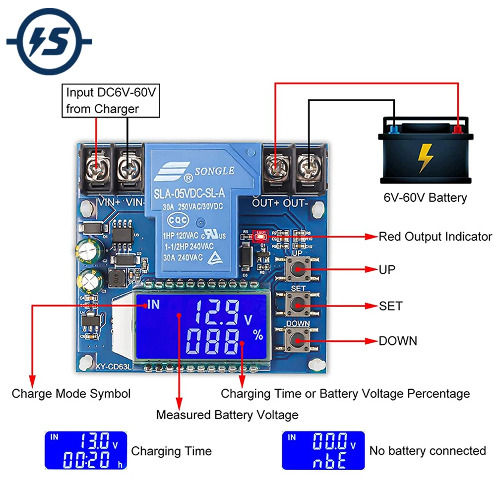 Battery Charge Discharge Controller Low Voltage Cut Off Switch ...