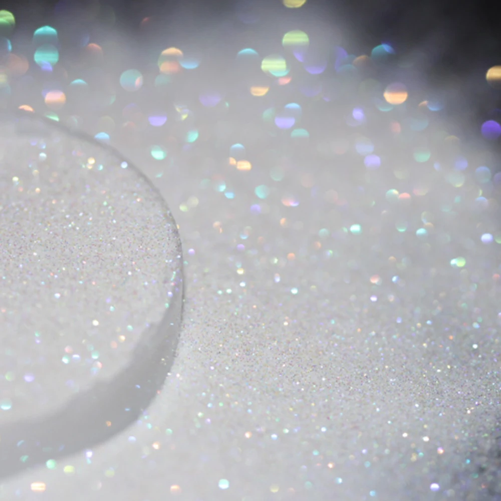 0-1mm-Extra-Fine-Holographic-Powder-10-20-30-40-50g-White-Iridescent ...