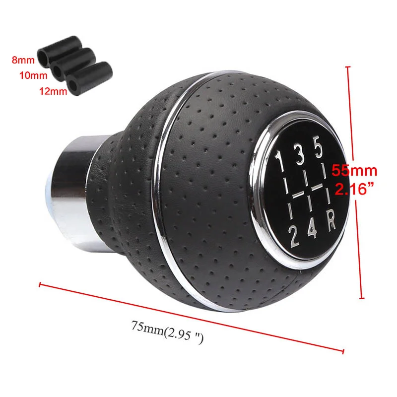 5 Speed Universal Car Gear Shift Knob For Manual Transmission Leather ...