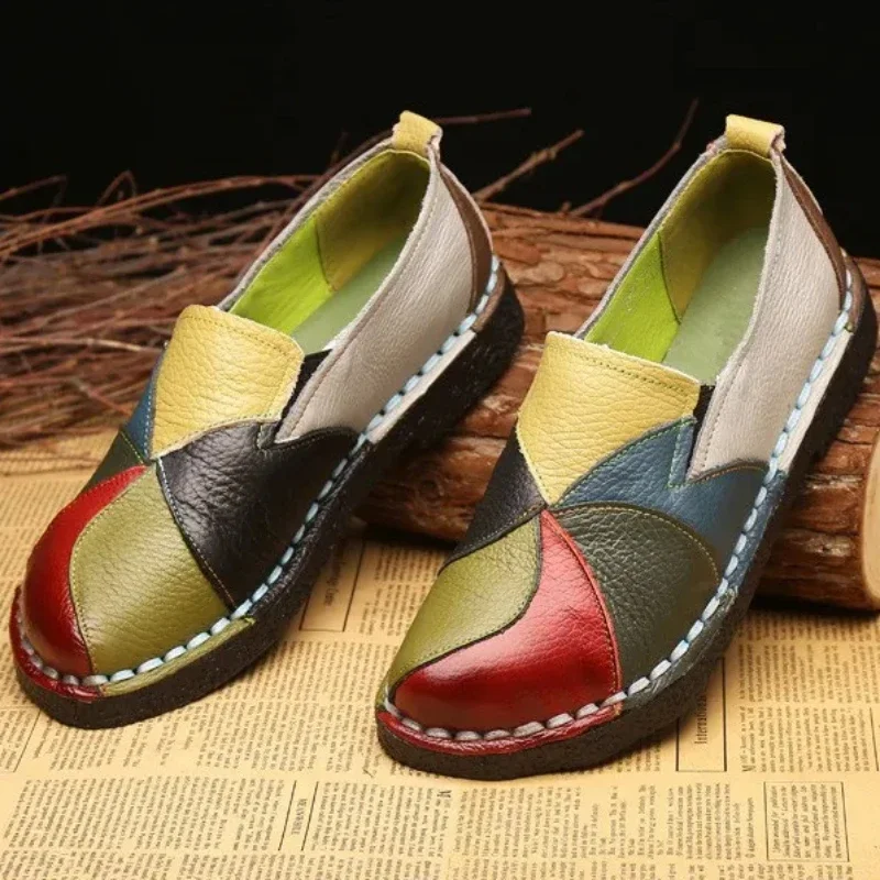 Mixed-Color-Women-Loafers-Retro-Women-Flat-Shoe-Soft-Ladies-Slip-ons ...