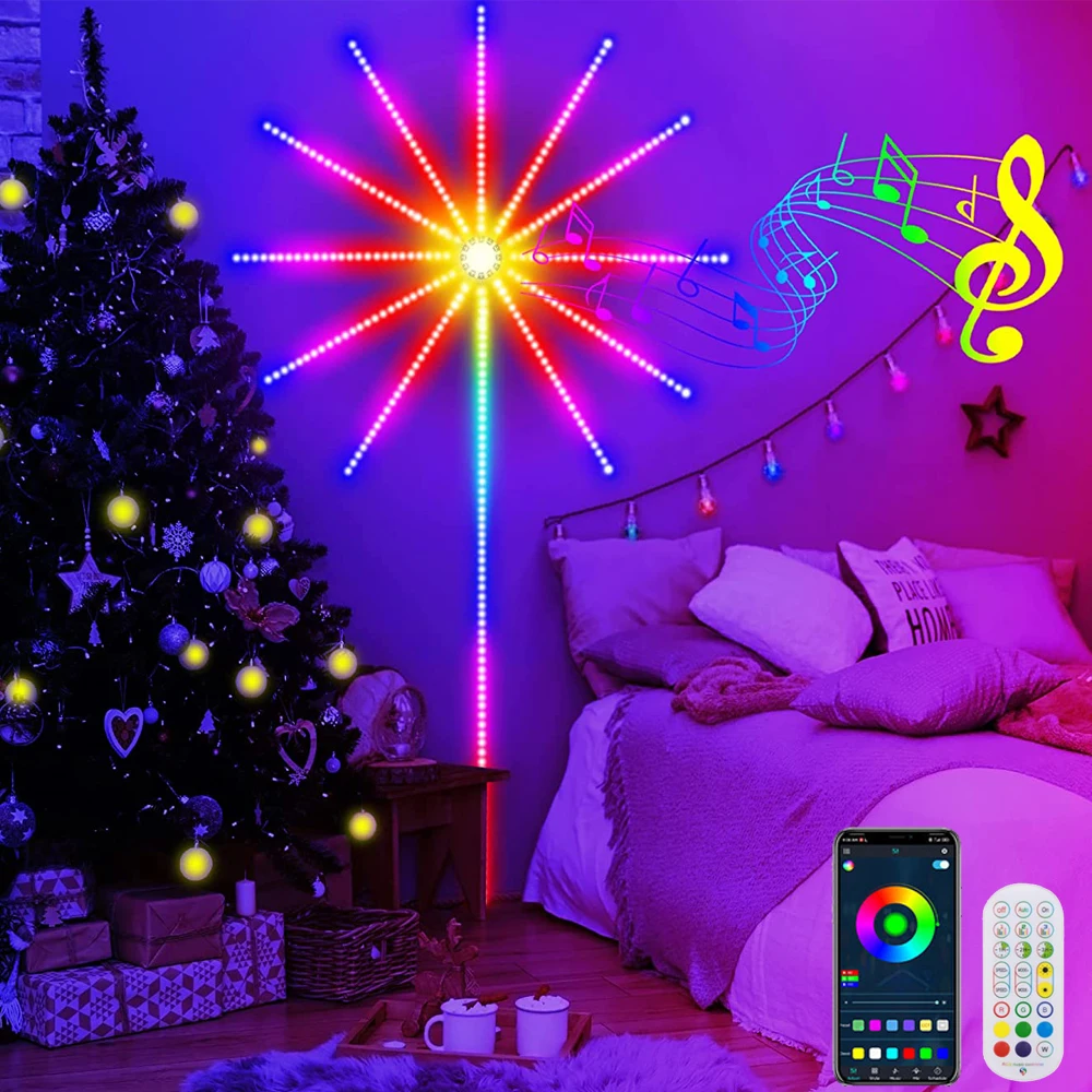 Smart LED Light Strip DIY Firework Remote Bluetooth USB Festoon Lamp ...