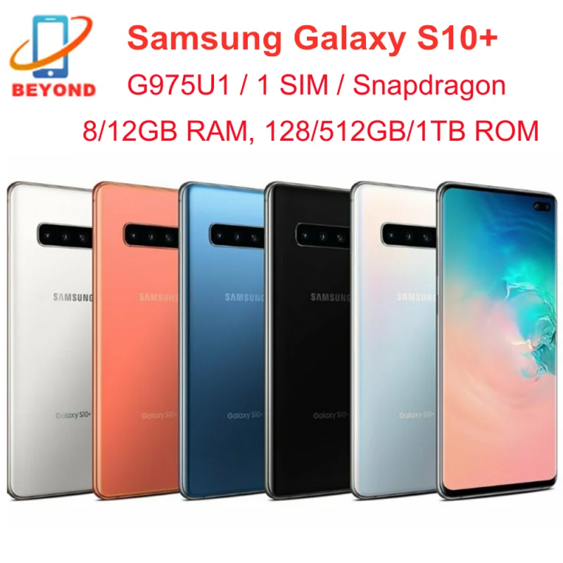 Samsung Galaxy S10+ S10 Plus G975U1 6.4" 8/12GB RAM 128/512GB/1TB ROM ...