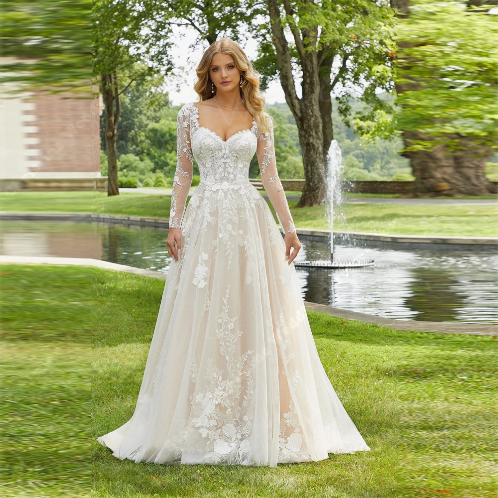 Sweetheart-Collar-Women-Wedding-Dresses-Floral-Print-Bridal-Gowns ...