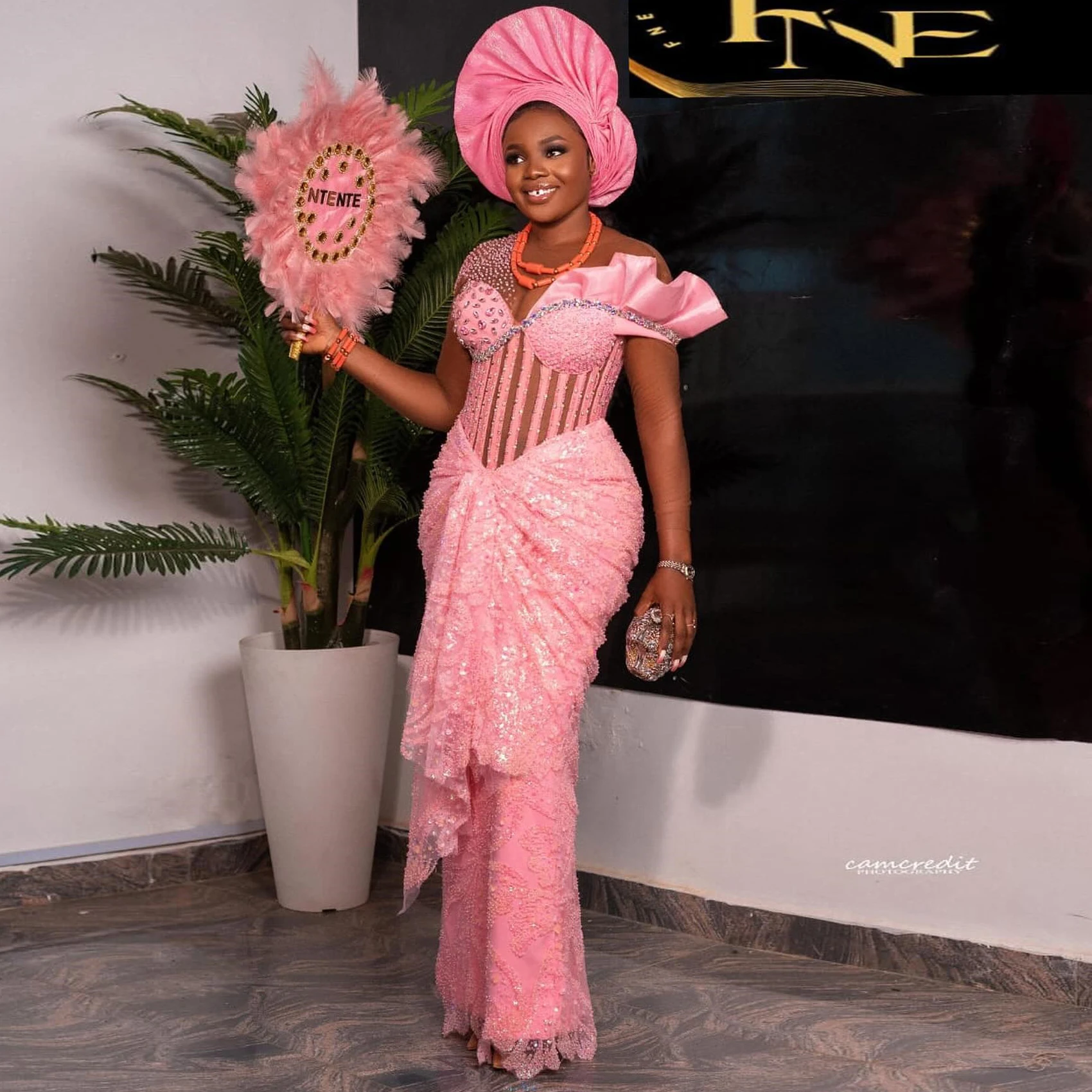 Luxury-Pink-Lace-African-Evening-Dresses-Asoebi-Traditional-Wedding ...