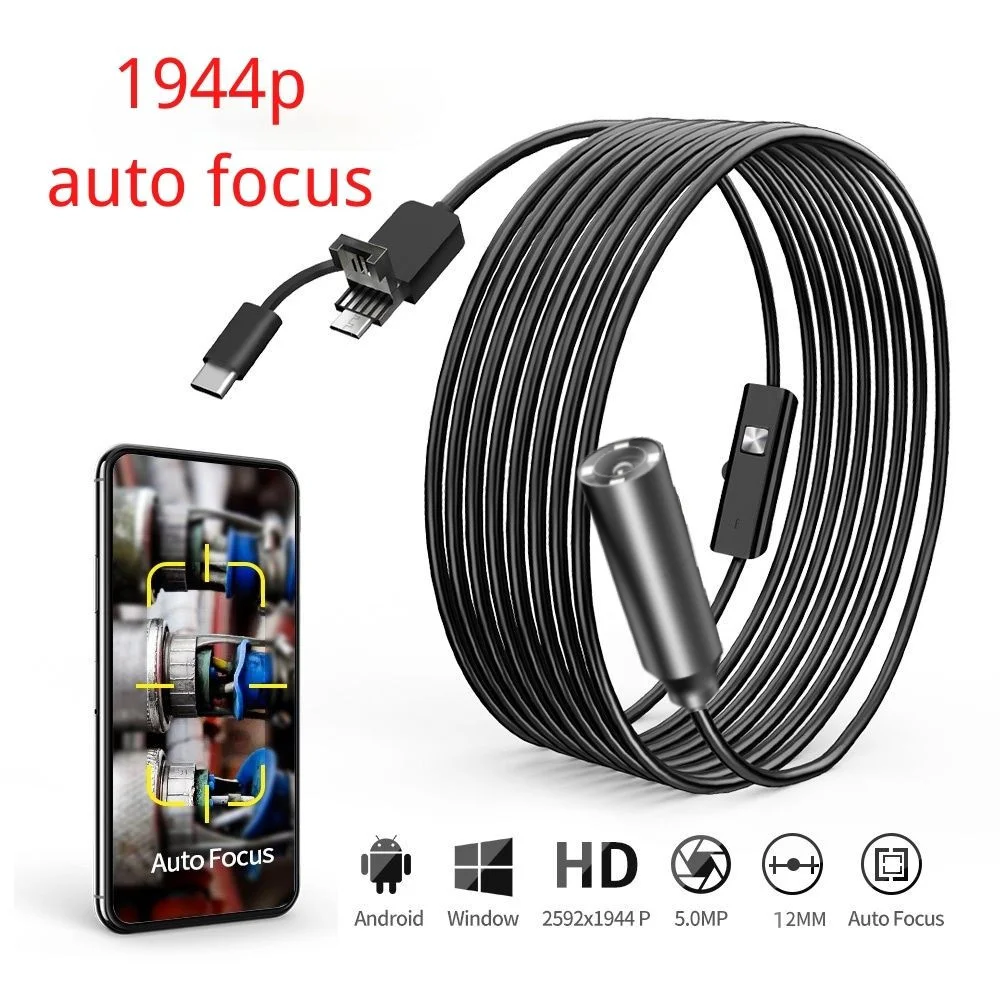 Auto Focus 5mp Endoscope Camera Borescope For Car Pipe Inspection 1080p ...