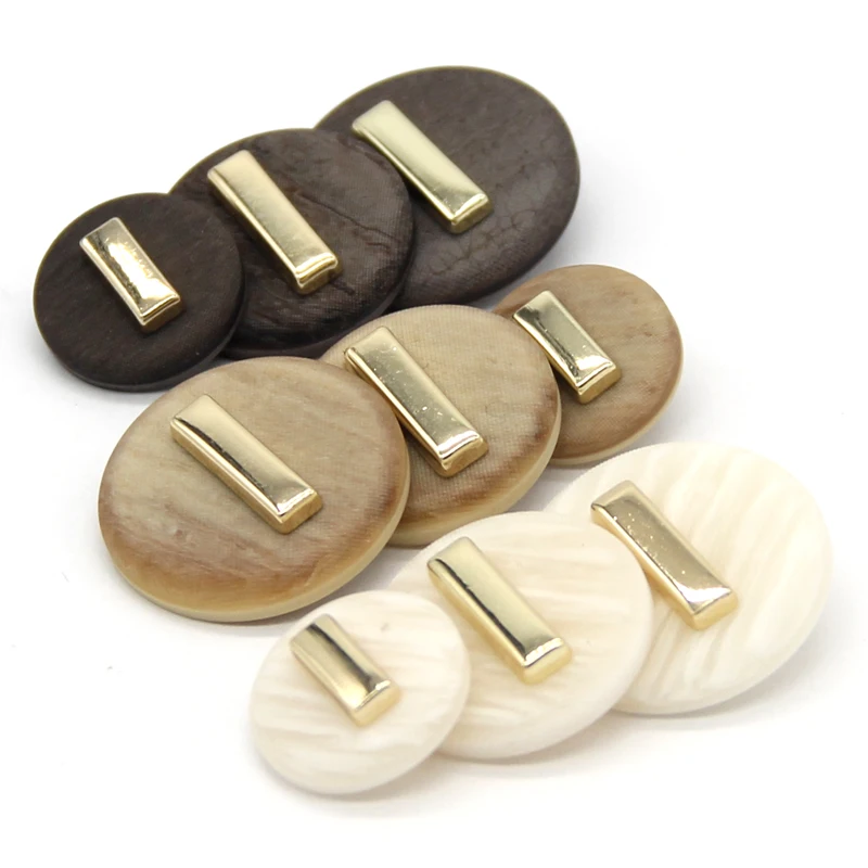 6pcs-18-23-25mm-Round-Wood-Metal-Shank-Resin-Buttons-For-Clothes-Blouse ...