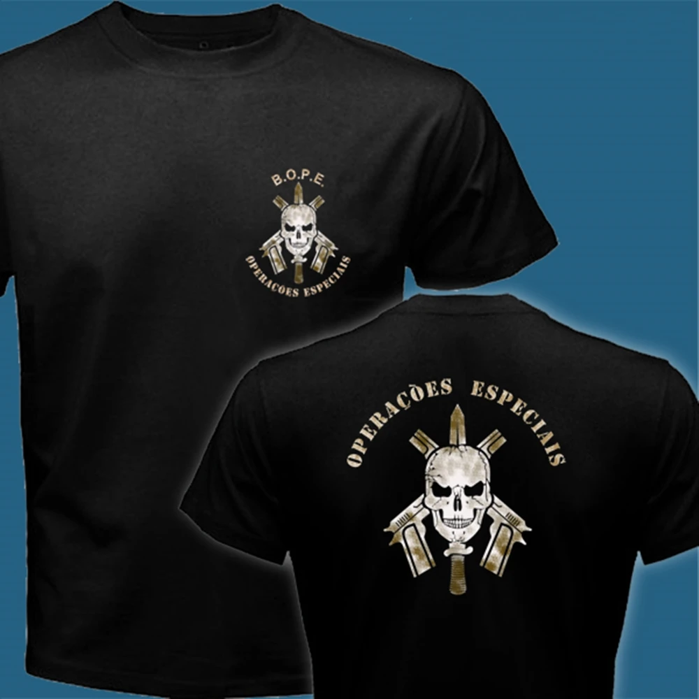 Bope tropa de elite força especial batalhão preto camisa masculina ...