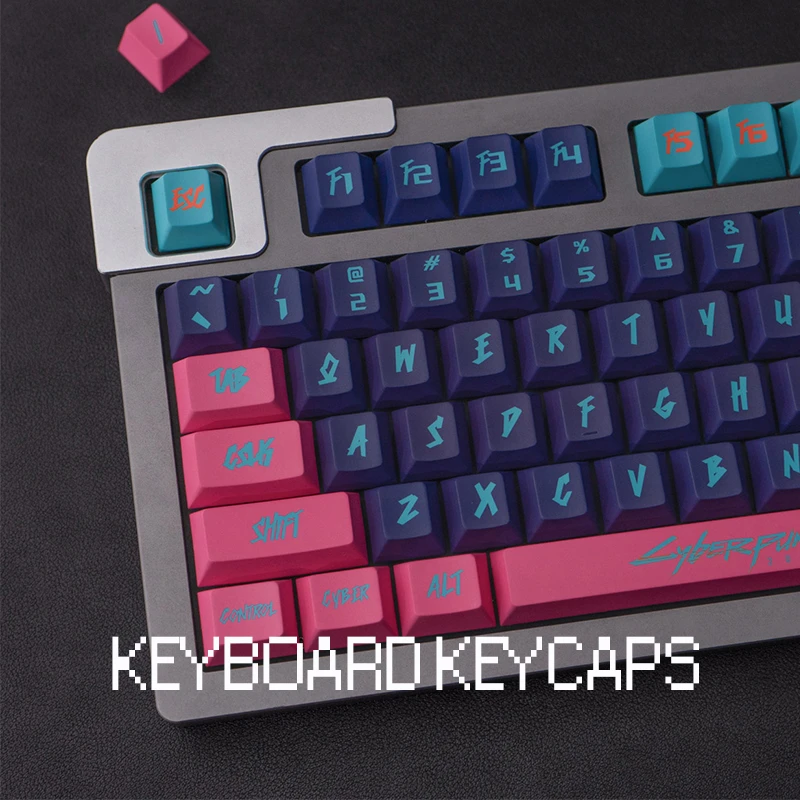 Pink Theme Cyberpunk Keycaps 130 Keys Personalise Cherry Profile PBT ...