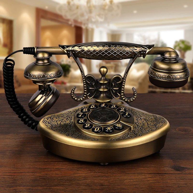Retro Vintage Desk Telephone Antique Style Button Dial Metal Phone ...