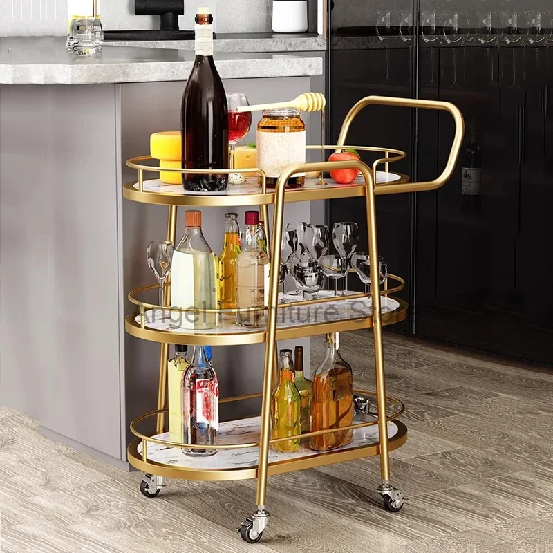 Utility-Cart-Trolley-Bar-Tables-Gold-Wine-Cabinet-Rolling-Kitchen ...