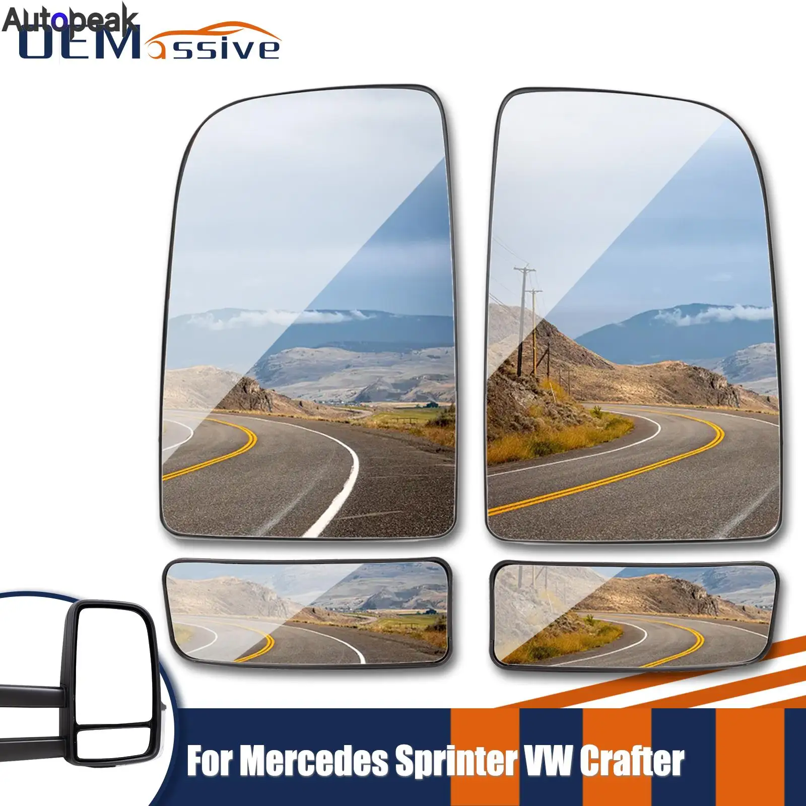 Right-Left-Side-Wing-Mirror-Glass-Upper-Large-Push-On-Non-Heated-For ...