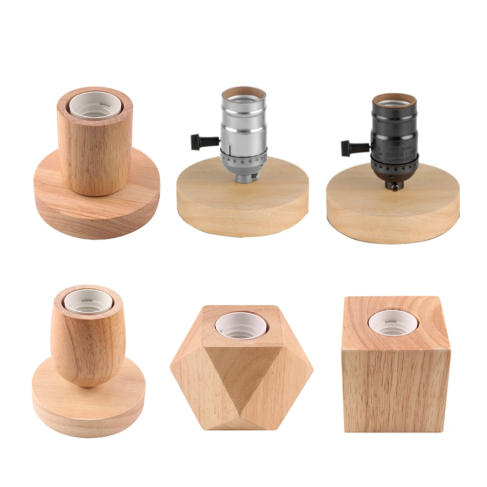 Retro-Wood-Table-Lamp-E27-Socket-Vintage-Desk-Lamp-Base-Holder-EU-Plug ...