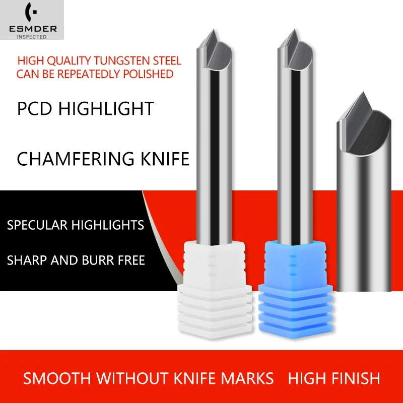 PCD Diamond Chamfer Carbide Milling Cutter D4-50L D6-50L D8-60L D10-75L ...