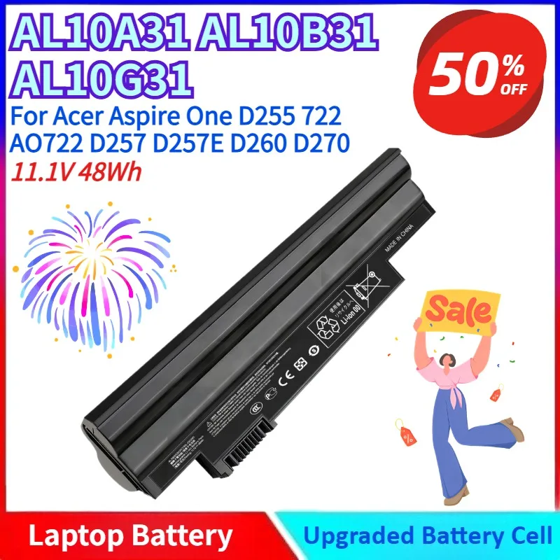 New 11.1V 48Wh Li-ion Laptop Battery for Acer Aspire One D255 722 AO722 ...