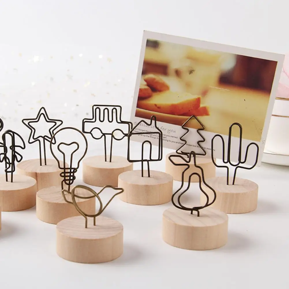 Metal-Photo-Holder-Non-slip-Notes-Clips-Card-Holders-Durable-Wooden ...