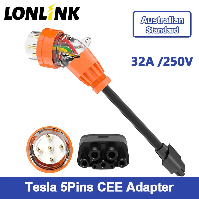 LONLINK-Tesla-Model-Y-5Pins-CEE-Adapter-Ev-Charger-Extension-Cord ...
