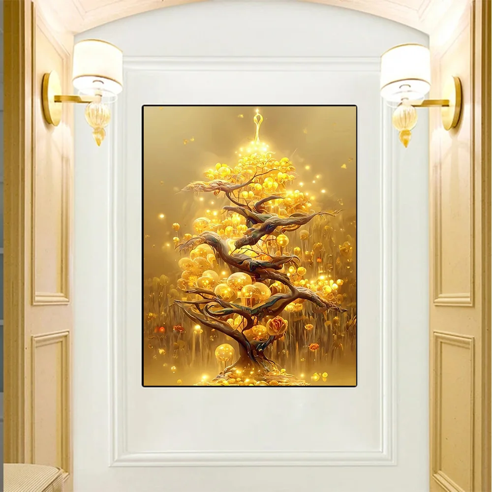 Lucky-Golden-Money-Tree-Poster-e-Impress-es-Pintura-em-Lona-Arte-Mural ...