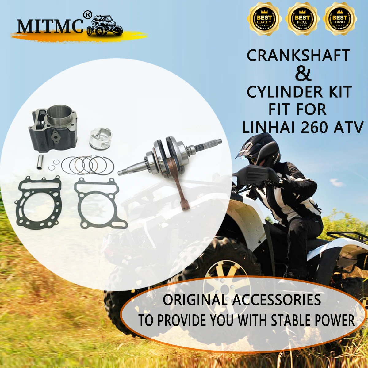 Crankshaft Assembly & Cylinder Kit for ATV Linhai 260 Engine Moped ATV ...
