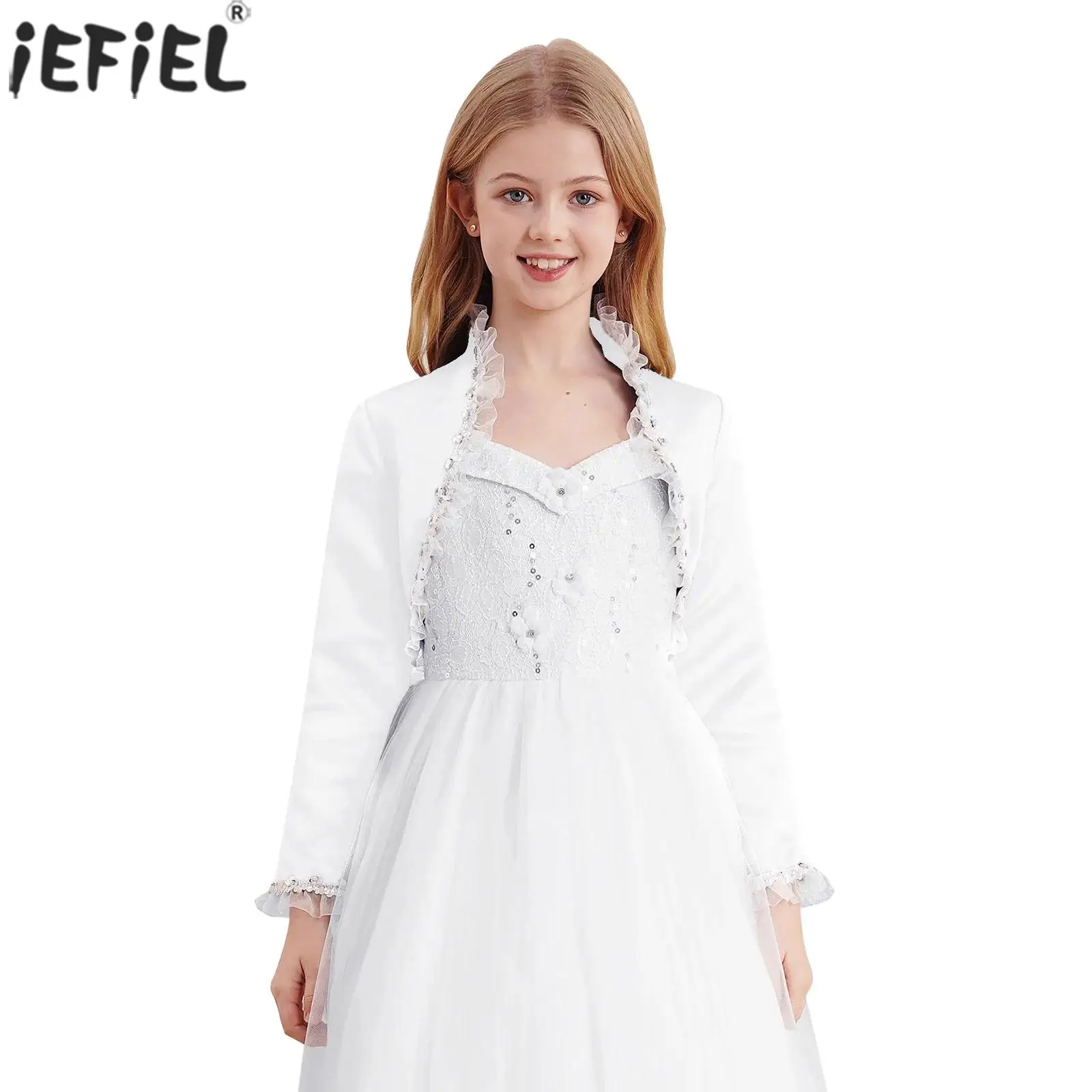 Kid-Girls-Satin-Bolero-Jackets-Coat-Rhinestone-Crop-Cardigan-Long ...