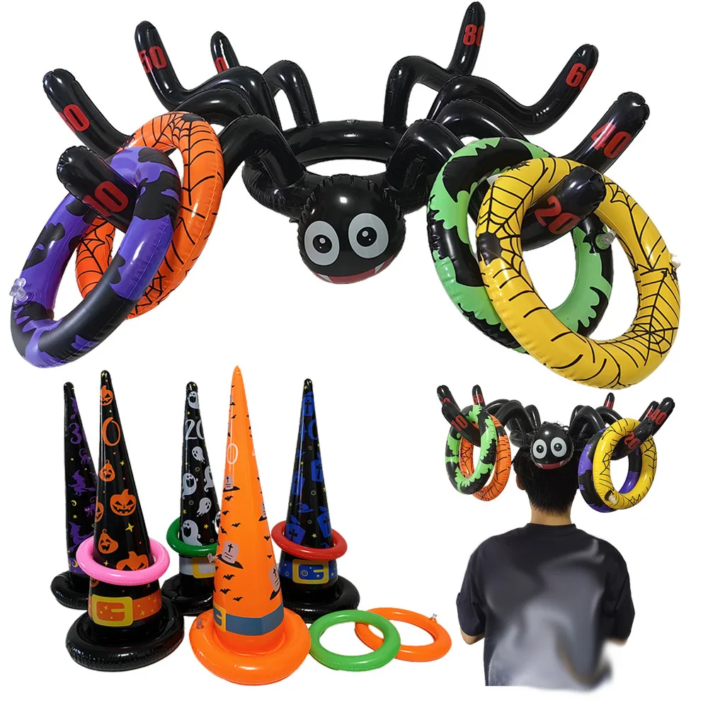 Halloween-Inflatable-Ring-Toss-Game-Witch-Hat-Spider-Shaped-Ferrule ...