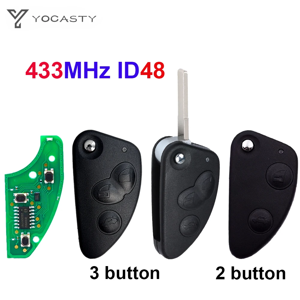 YOCASTY-433MHz-ID48-Chip-Flip-Remote-Key-For-Alfa-Romeo-147-156-166-GT ...