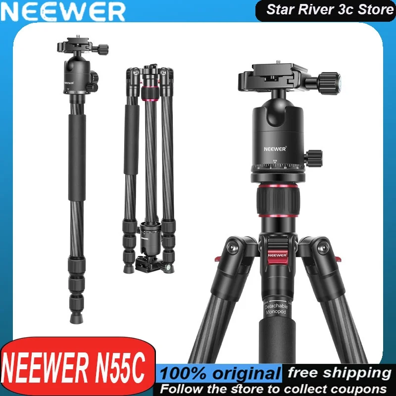 NEEWER N55C N55CR Carbon Fiber Tripod Monopod Lightweight And Durable ...