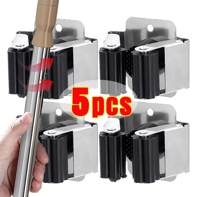 Multi-Purpose-Mop-Storage-Hooks-Wall-Mounted-Punching-Type-Mop-Broom ...