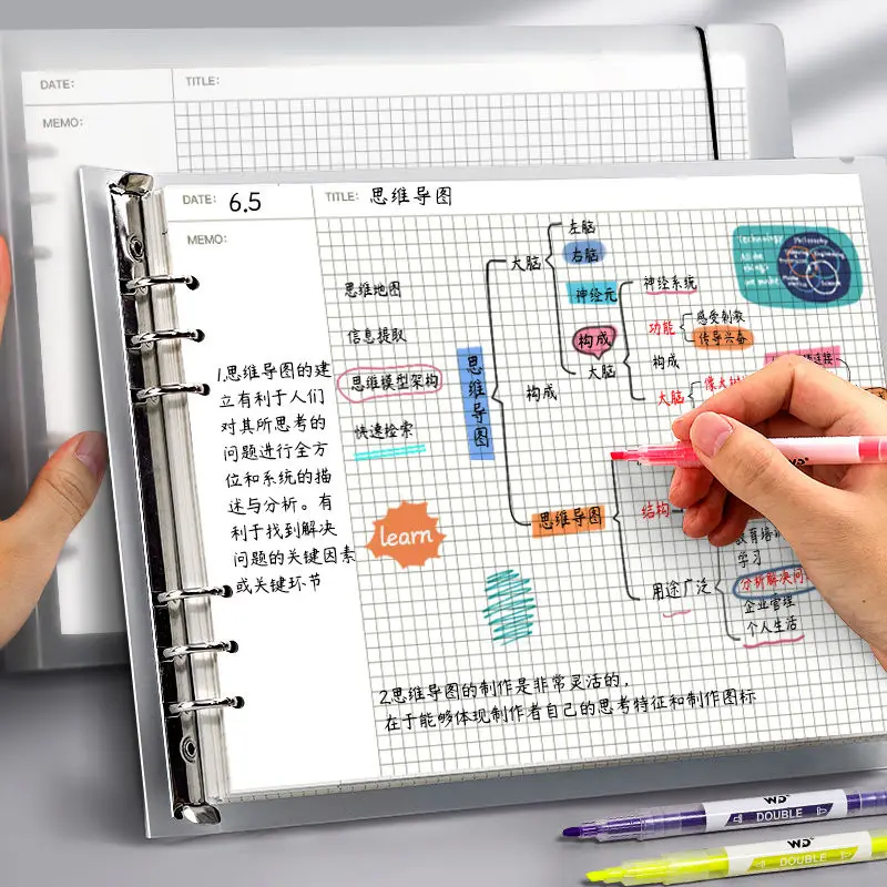 A4-Horizontal-Mind-Map-Loose-Leaf-Thick-Large-Notebook-Grid-Book ...