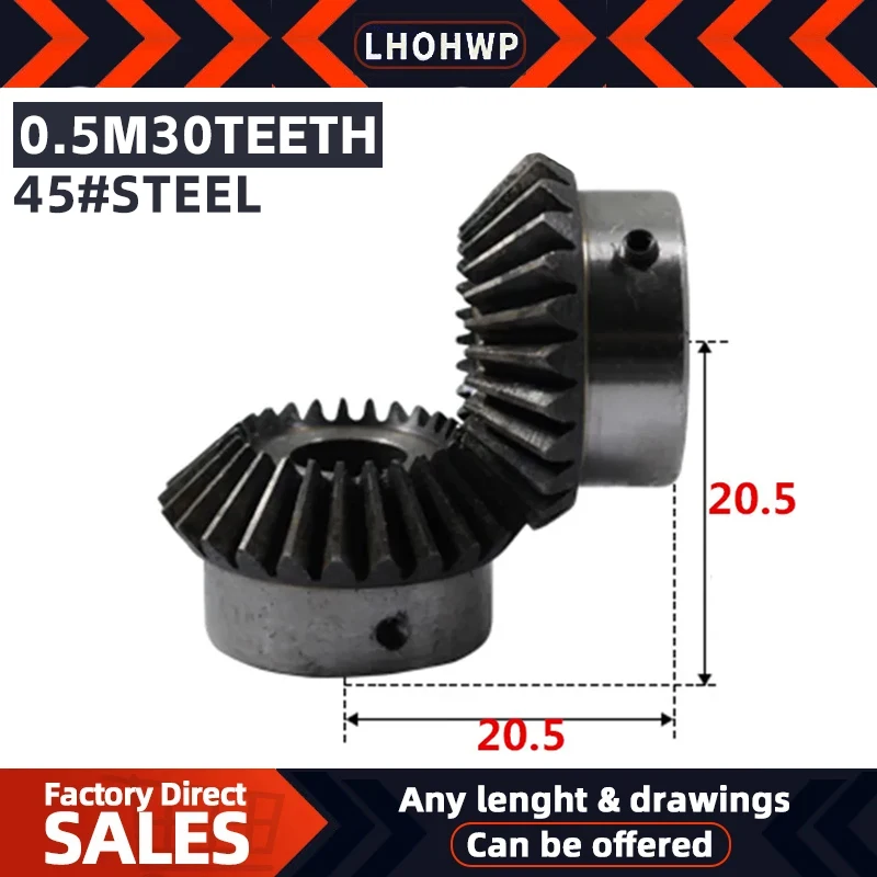 2pcs-Bevel-Gear-0-5M-30Teeth-Inner-Hole-6-mm-Gear-90-Degrees-Meshing ...