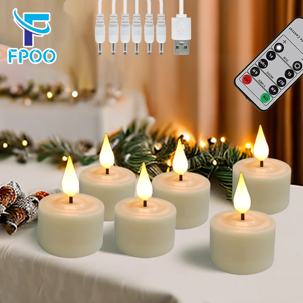 FPOO-LED-Candle-USB-Rechargeable-Led-Tea-Light-Set-With-Flashing ...