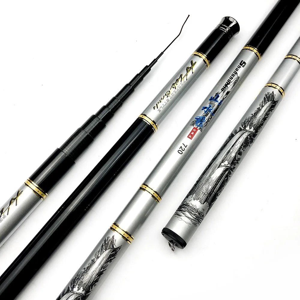 Telescopic Carbon Fiber Stream Fishing Rod Superhard Hand Pole 3.6M 4 ...
