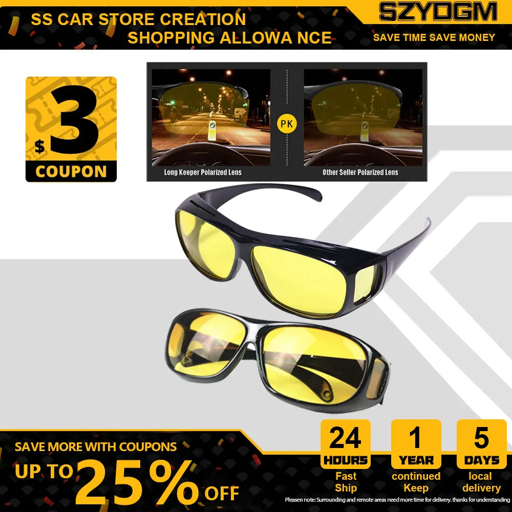 Anti-Glare Night Vision Driver Goggles Night Driving Enhanced Light ...