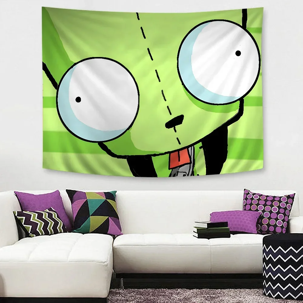 Invader Zim Cartoon Anime Tapestry Hanging Tarot Hippie Wall Rugs Dorm ...