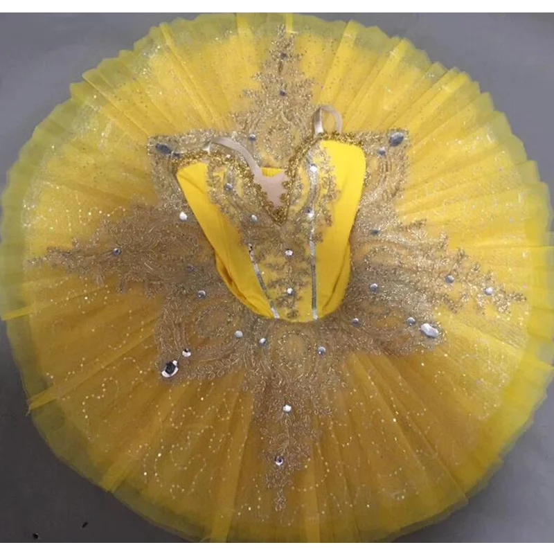Sequined Yellow Ballet Dress Children Swan Lake Tutu Ballerina Dancing ...