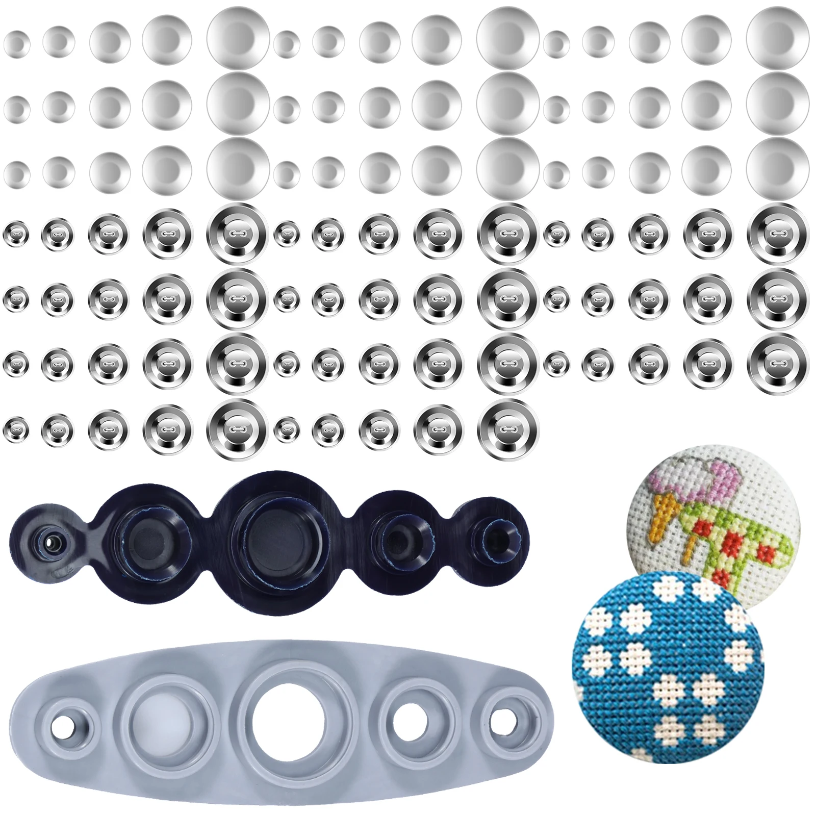 100Pcs Cover Button Kit 5Different Size Cover Buttons with 5in1 Button ...