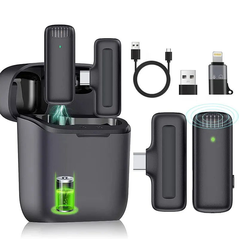 Noise Reduction Wireless Lavalier Microphone Mini Tie Lapel Recording ...