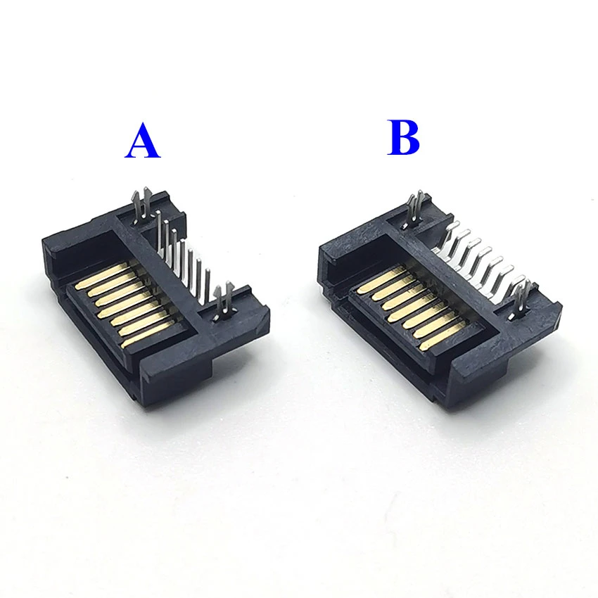 10pcs Sata 7pin Male Smt Type A Horizontal Plug/curved Needle Sata 7p ...