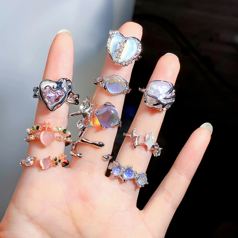 Vintage Rings Crystals | Vintage Korean Rings | Korean Crystal Rings ...