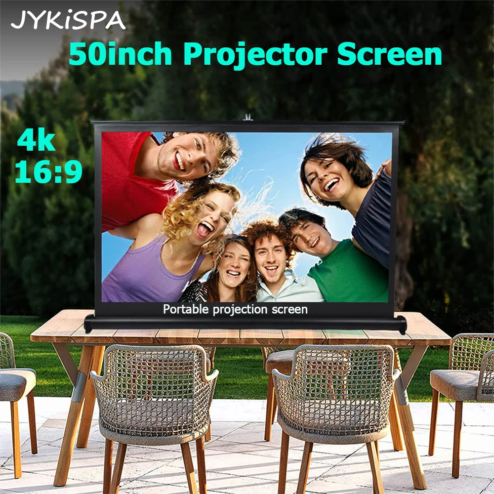 Portable Projector Screen 50inch 4K HD 16:9 Projection Screen Pull Up ...