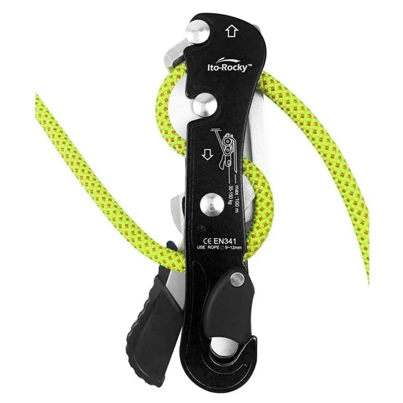 Outdoor-Rock-Climbing-Descender-150kg-Self-braking-Stop-Rope-Clamp-Grab ...