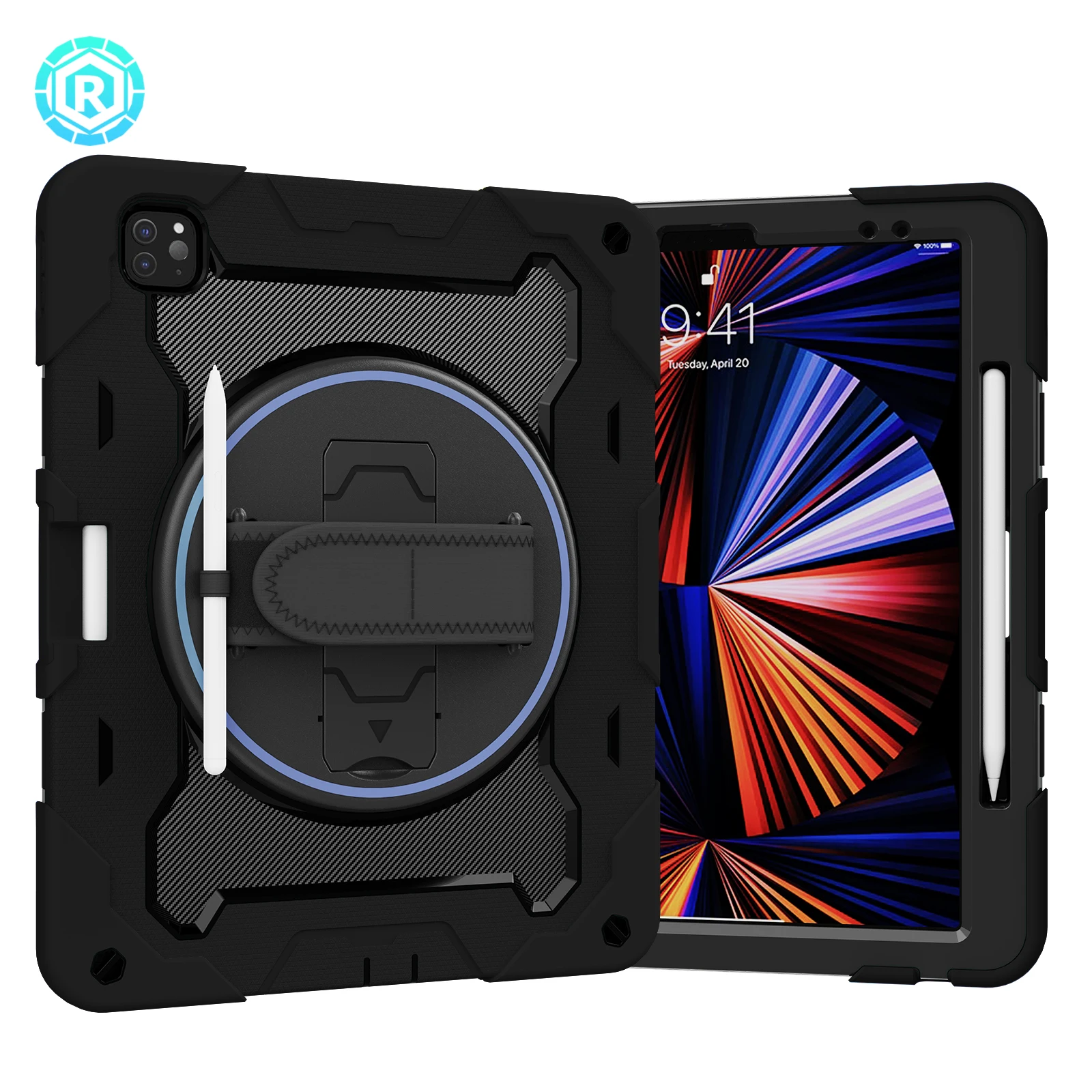 Silicon-Case-for-iPad-Pro-12-9-Kids-Rotating-Shockproof-Handle-Stand ...