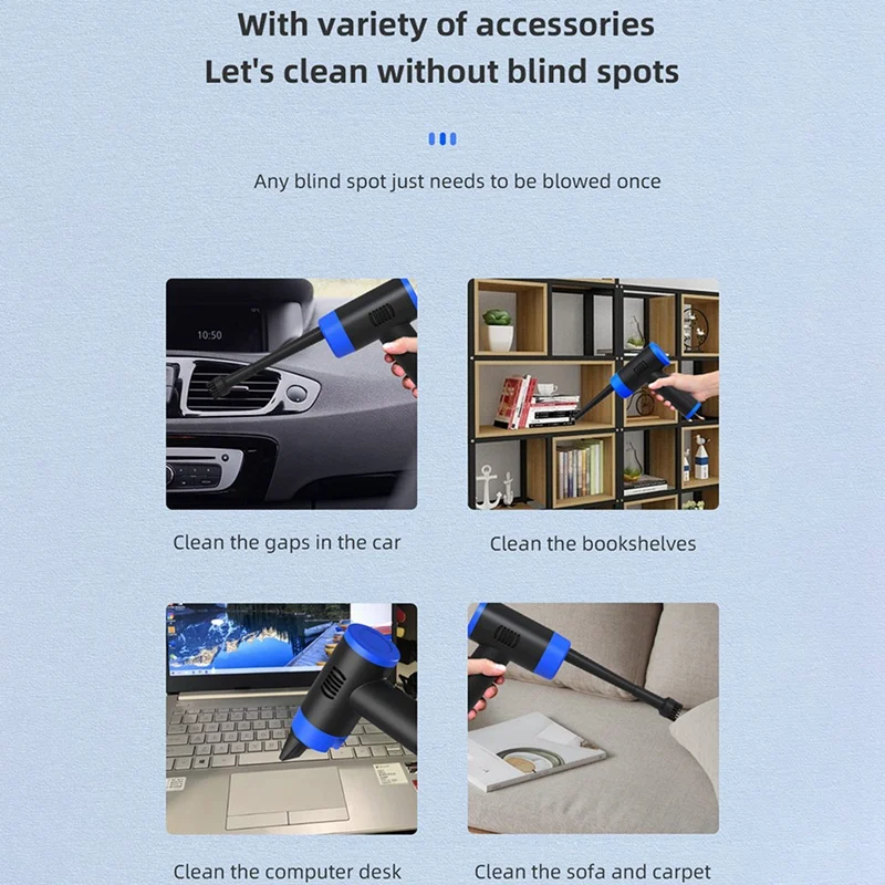 Orange - Dépoussiéreur portatif sans fil, souffleur de poussière, Rechargeable par USB, grande ...