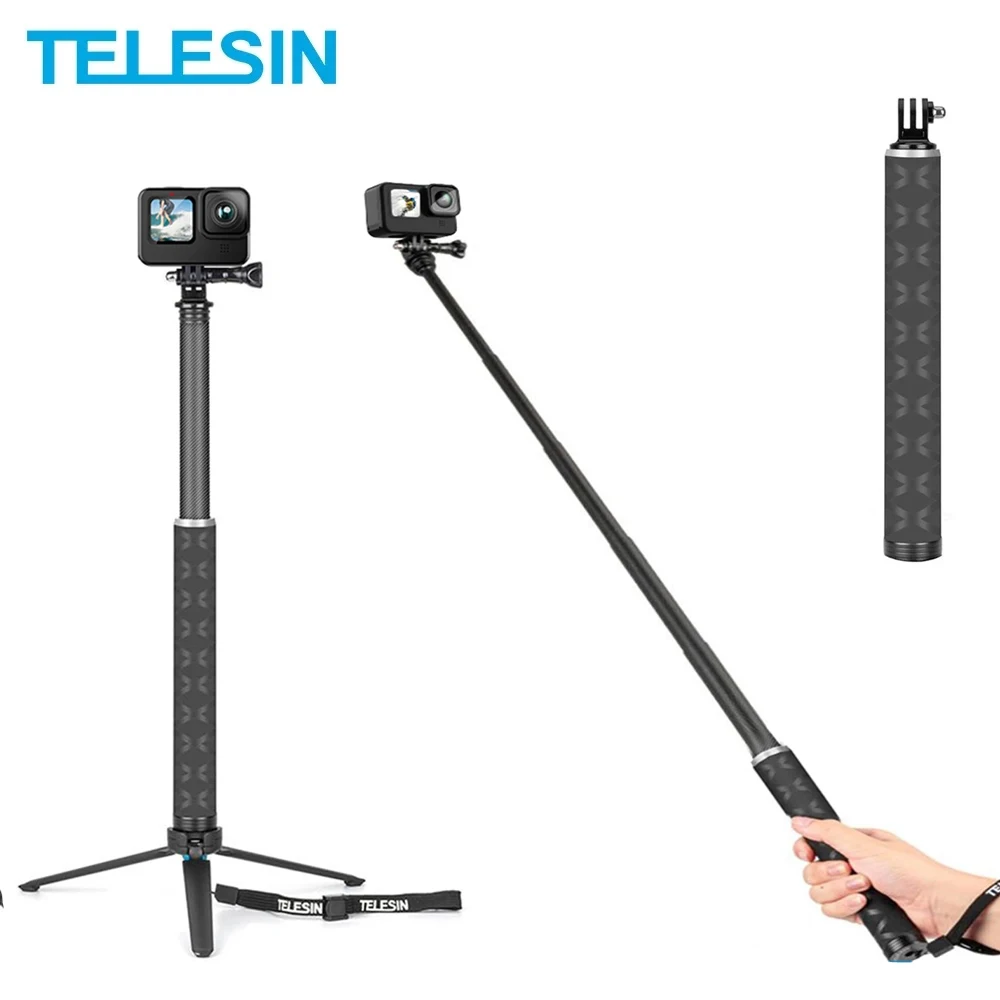 TELESIN-90cm-Carbon-Fiber-Lightest-Selfie-Stick-Aluminium-Alloy-Tripod ...