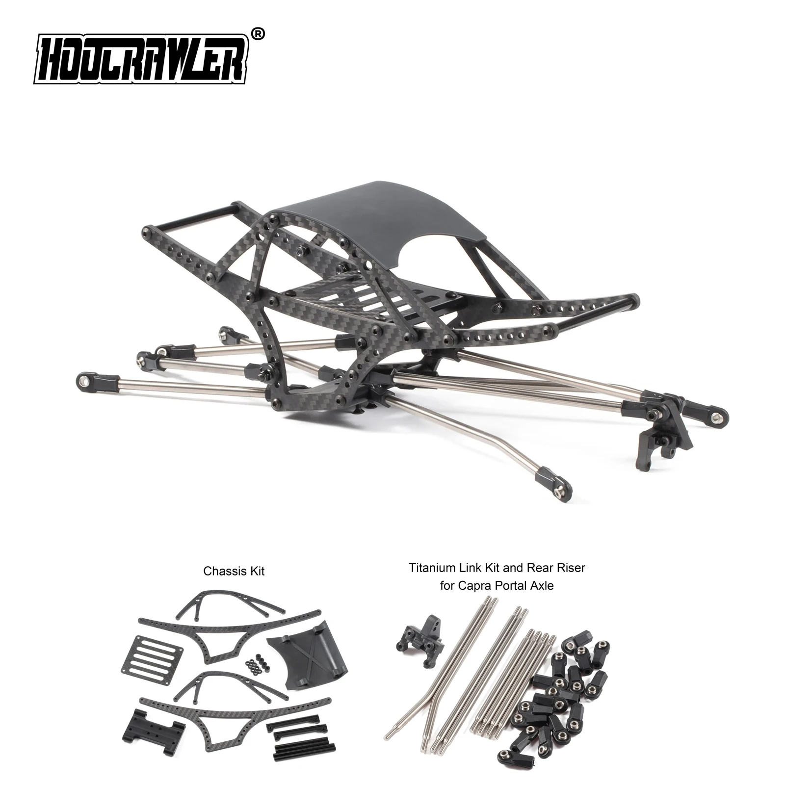 Titanium Link Set and Trail Buggy Carbon Fiber LCG Chassis Kit for 1/10 ...