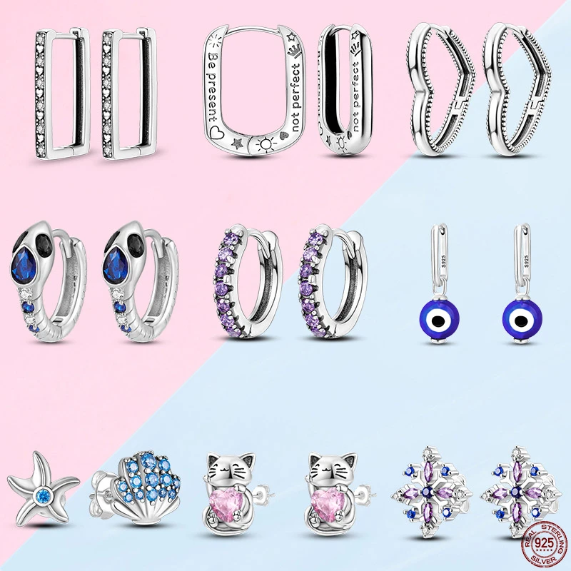 925 Silver Earrings Jewelry | Earrings Cartoon Heart | Girl Earrings ...